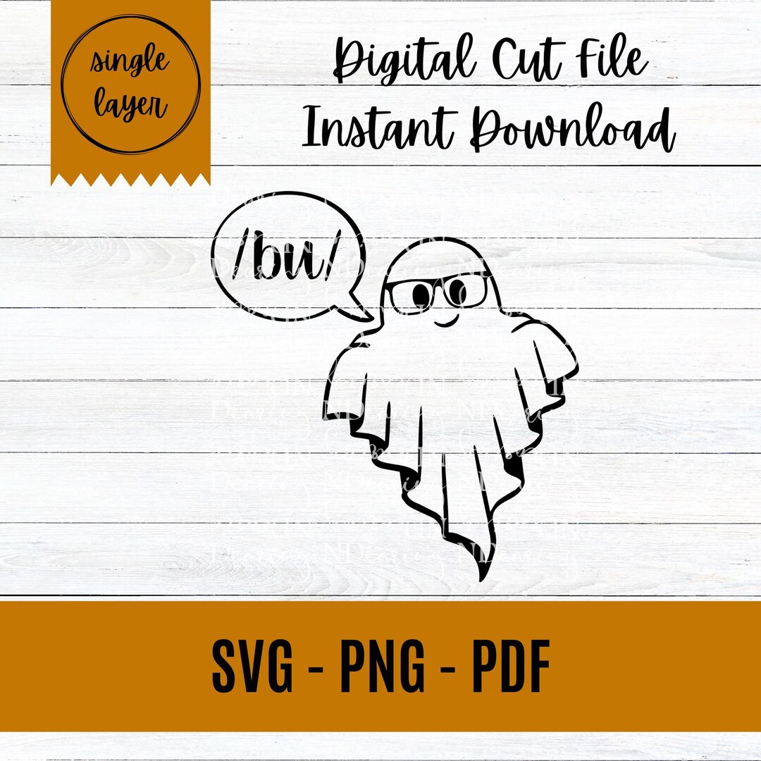 Nerdy Speech Ghost Bu Digital SVG Cut File | Halloween Scary Cute ...