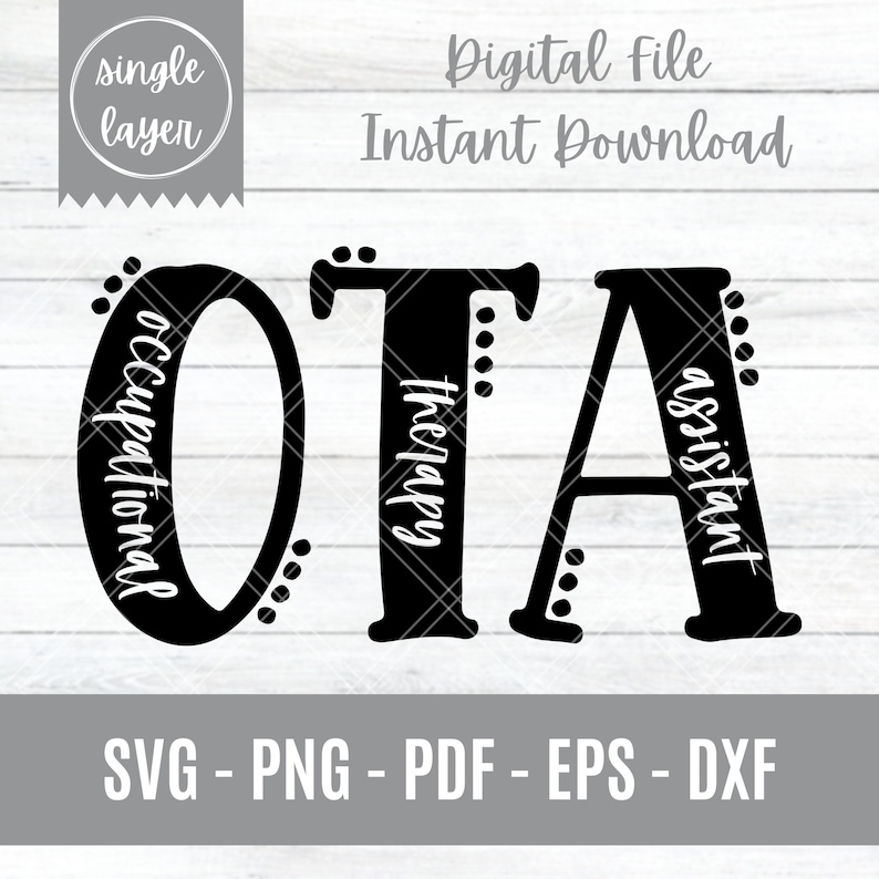OTA Digital Cut File SVG Occupational Therapy Assistant - Etsy