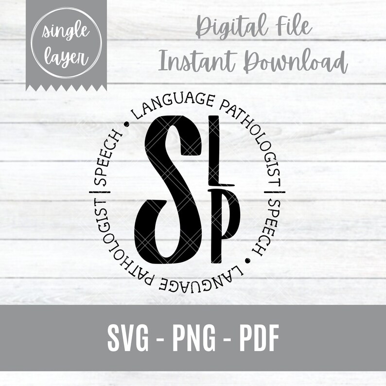 SLP Monogram Digital Cut File SVG Abbreviation Speech Language ...