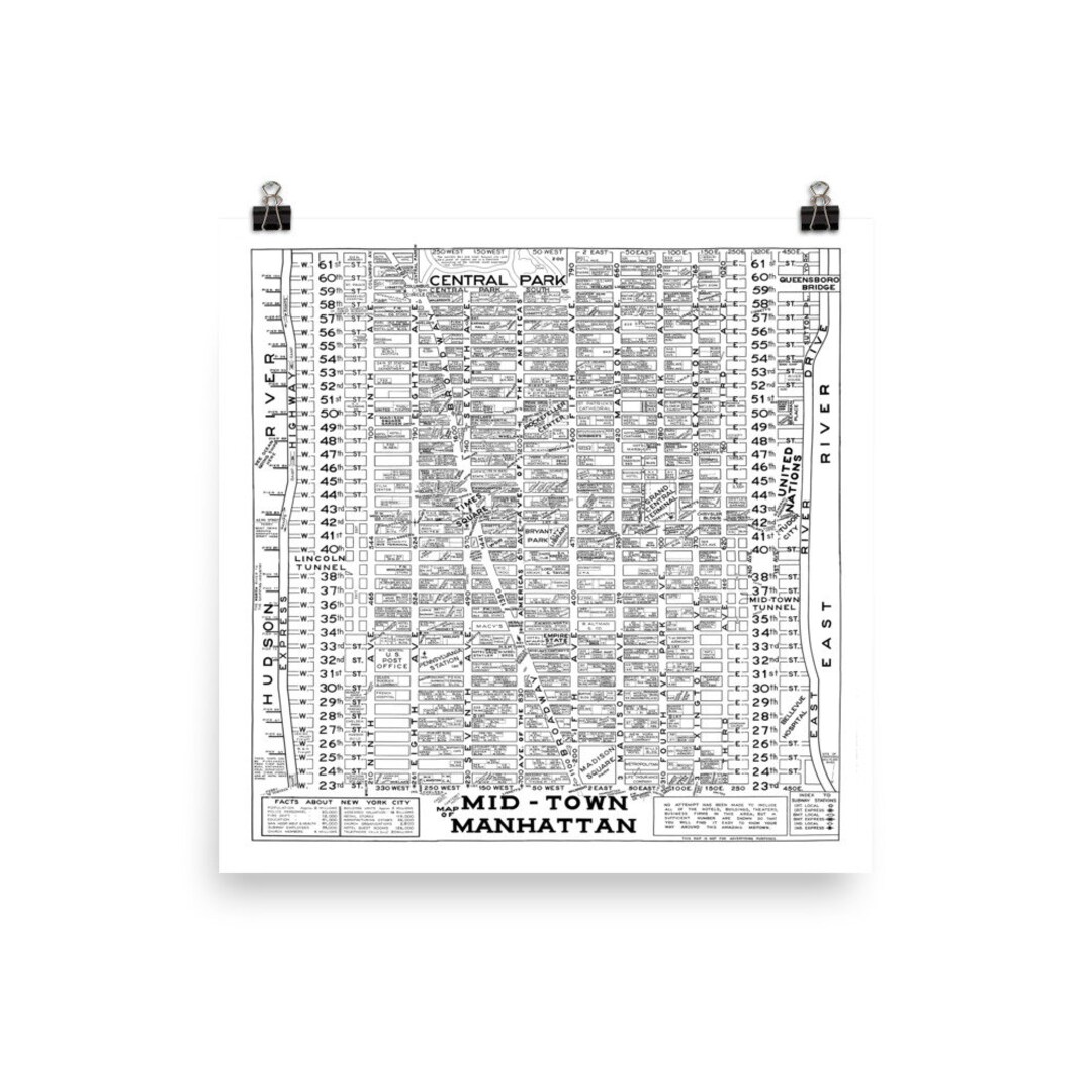 RH Style Vintage Midtown Manhattan Poster - Etsy