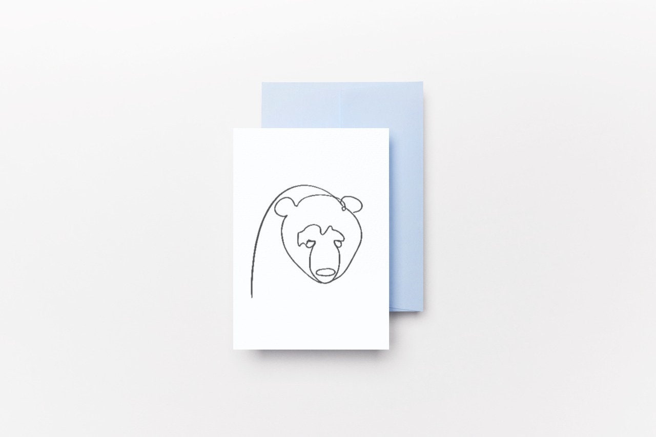 One Line Style Drawing of a Bear - INSTANT PRINTABLE - Minimal Animal ...