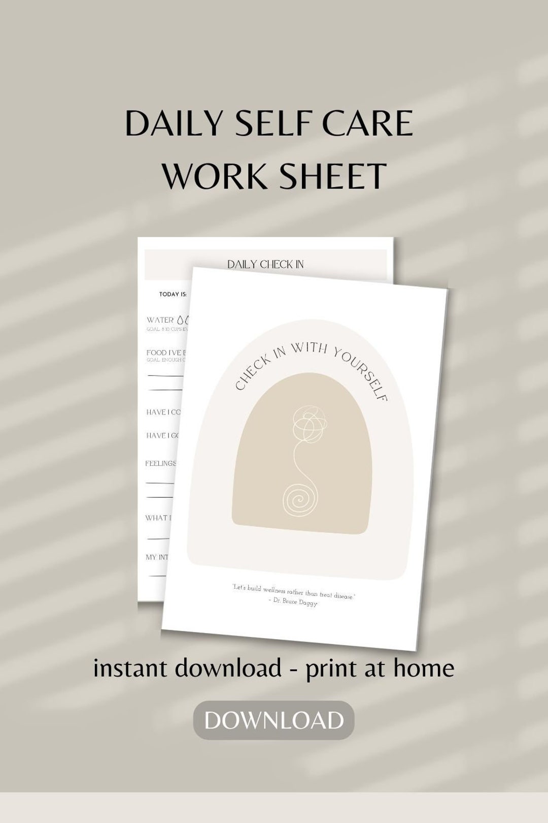 Daily Check in Worksheet for Mental Health and Emotional Stability and ...