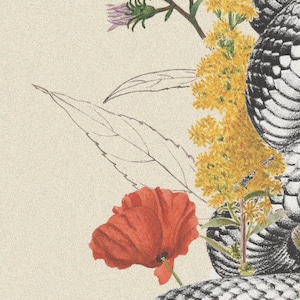 Floral Snake Vintage Art Print Downloadable - Retro Botanical Tattoo ...