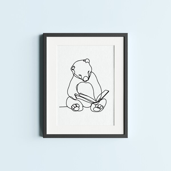 Bear Reading a Book Poster - Etsy
