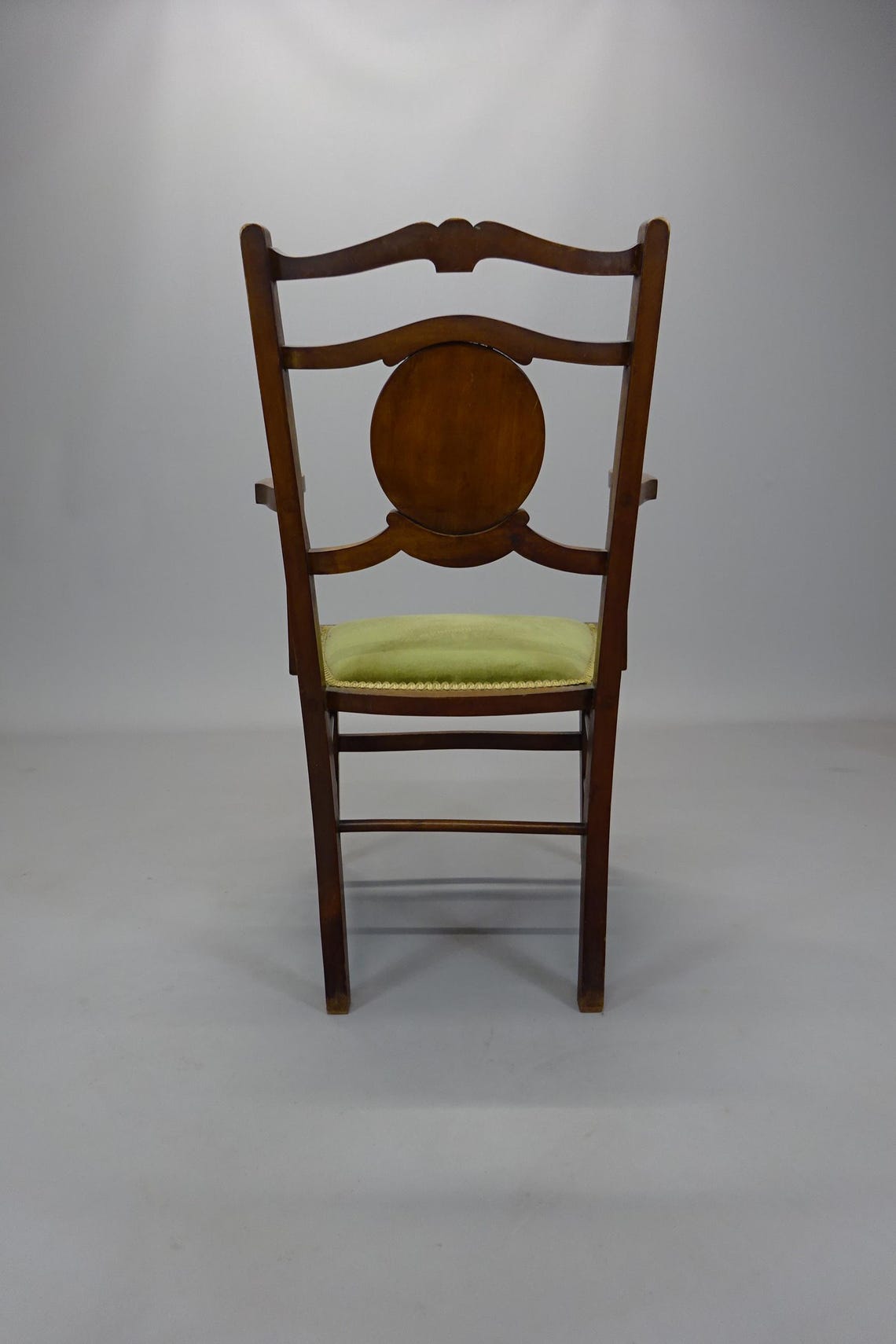 Antique Edwardian Green Draylon Mahogany Crossbanded Occasional Lounge ...