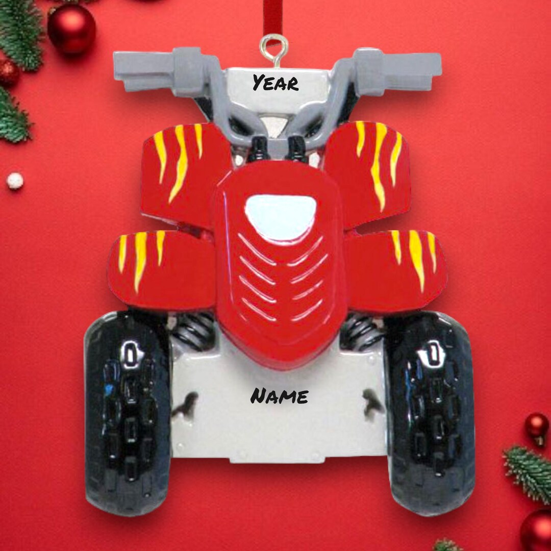 Personalized ATV Ornament - Custom Red Quad Bike Christmas Decoration ...