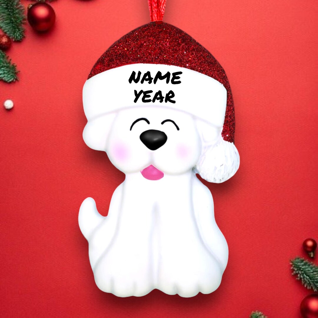 Personalized White Christmas Dog Ornament – Customizable Holiday Pet ...