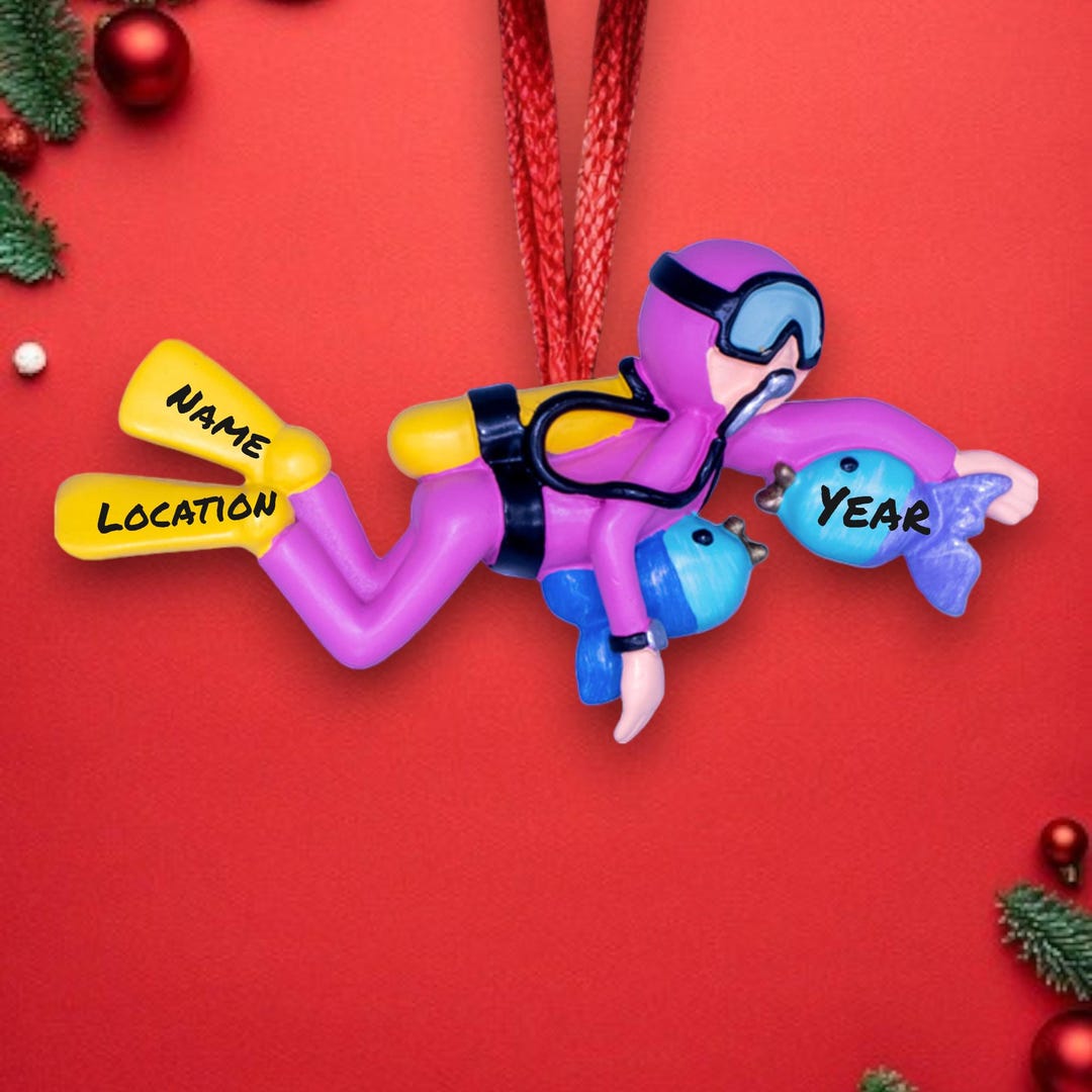 Personalized Female Scuba Diver Christmas Ornament - Custom Underwater ...