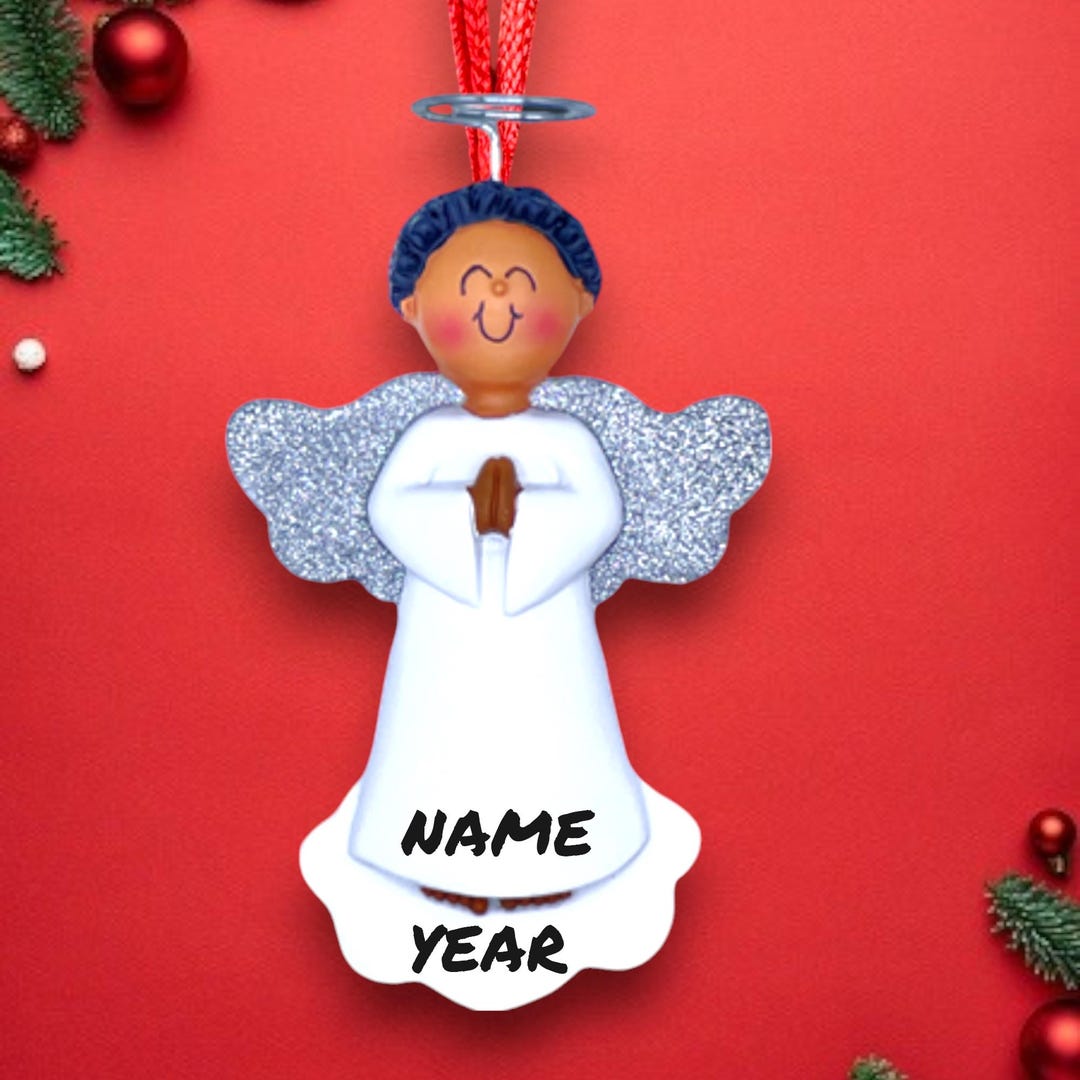 Personalized Baby Angel Ornament – African-american Male Angel Keepsake ...