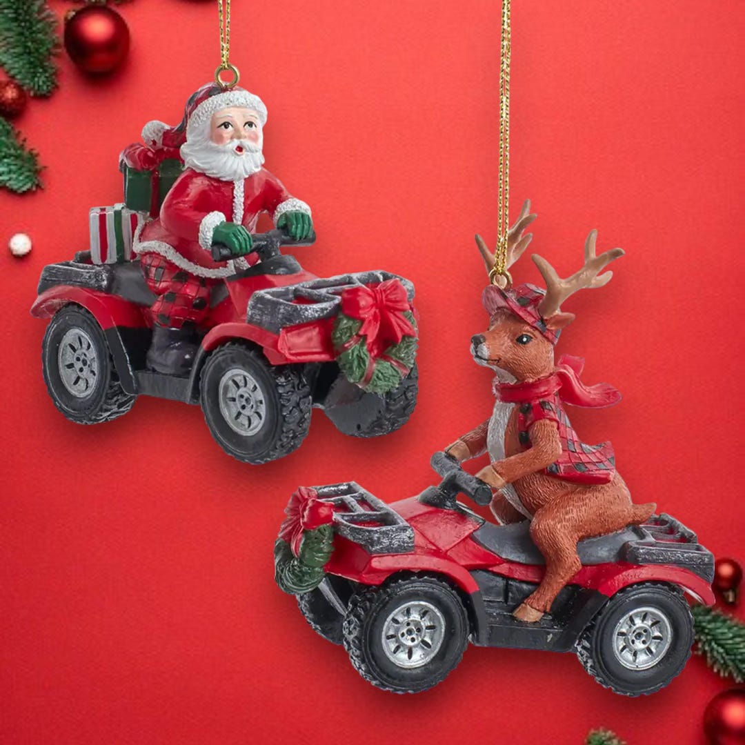 Santa/deer on ATV Vehicle Ornament - Custom Christmas Decoration - Etsy