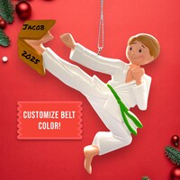 Karate Girl With Brown Hair Personalized Christmas Ornament - Etsy
