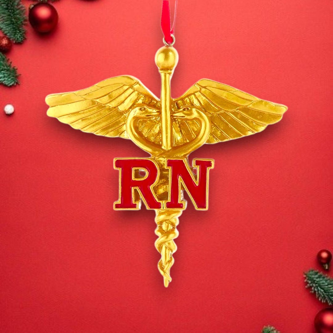 Personalized Gold Caduceus Nurse RN Christmas Ornament – Customizable ...