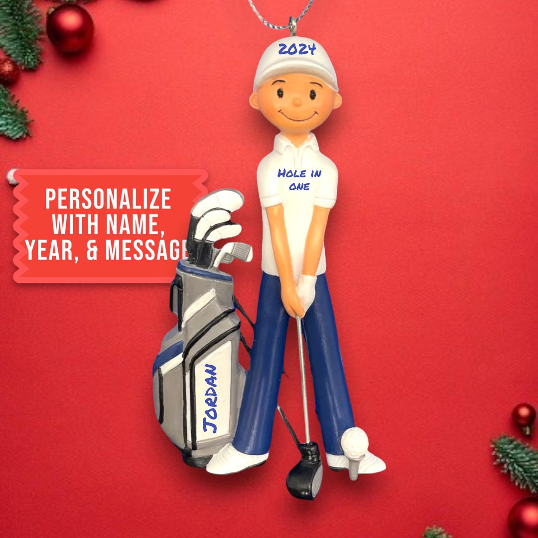 Personalized Golf Ornament - Custom Golfer Christmas Decoration - Golf ...