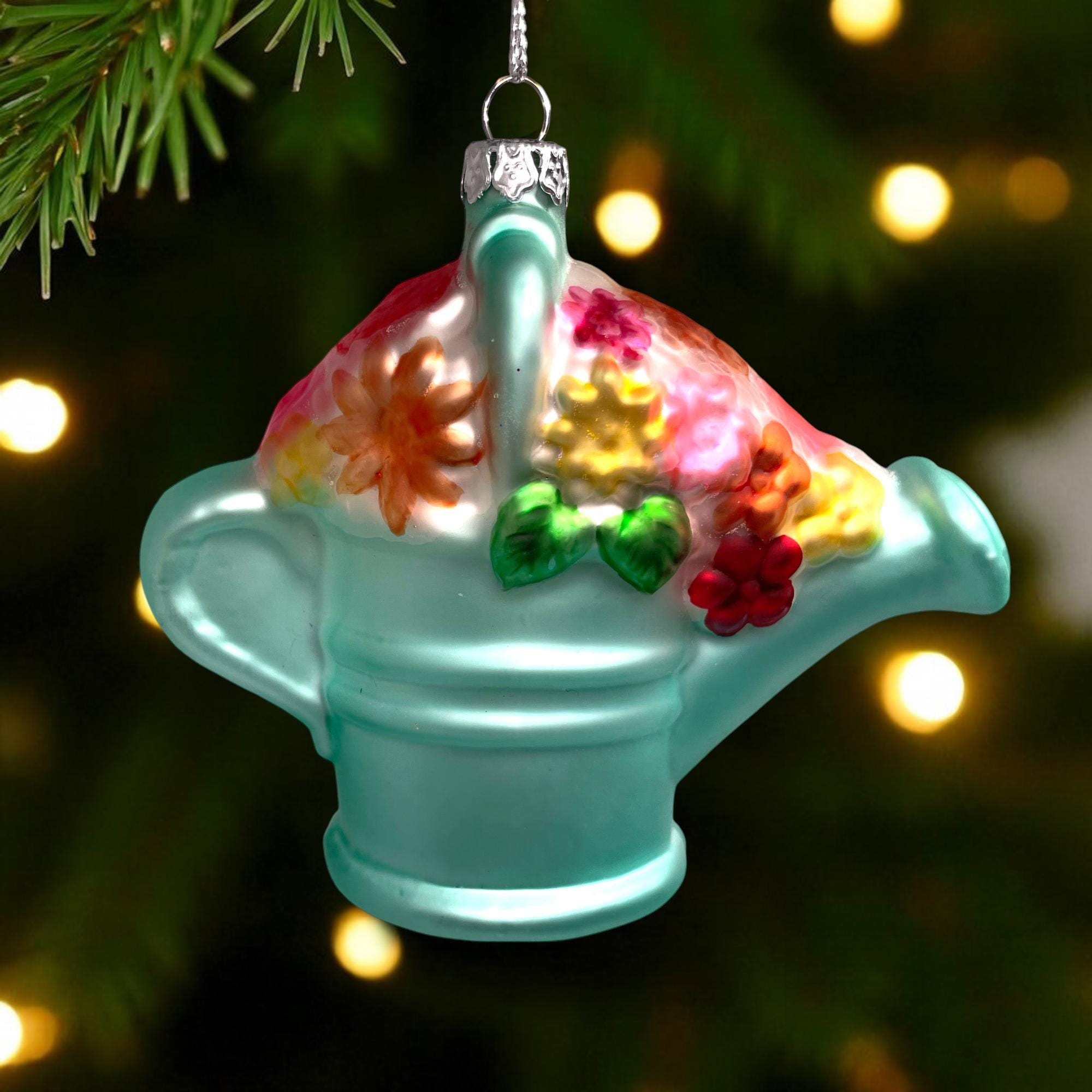 Personalized Glass Watering Can Ornament: Custom Gardener Gift, Floral ...
