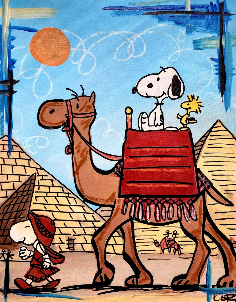 Pyramid Egypt Snoopy One of Kind Original Handmade Painting Chunky Wall ...