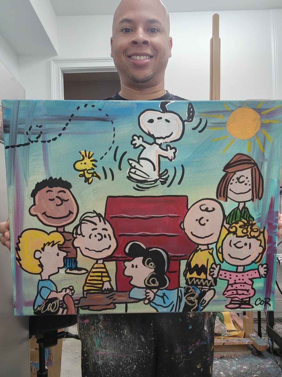 Peanuts and Friends One of Kind Original Handmade Painting Chunky Wall ...