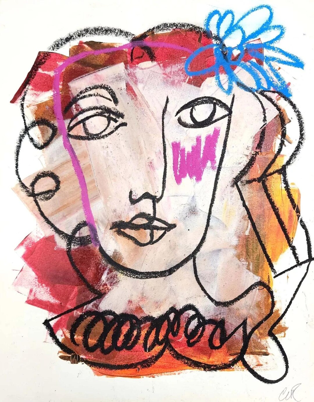 Greek Woman Painting: Original Handmade Acrylic Expressionism, 12x9 ...