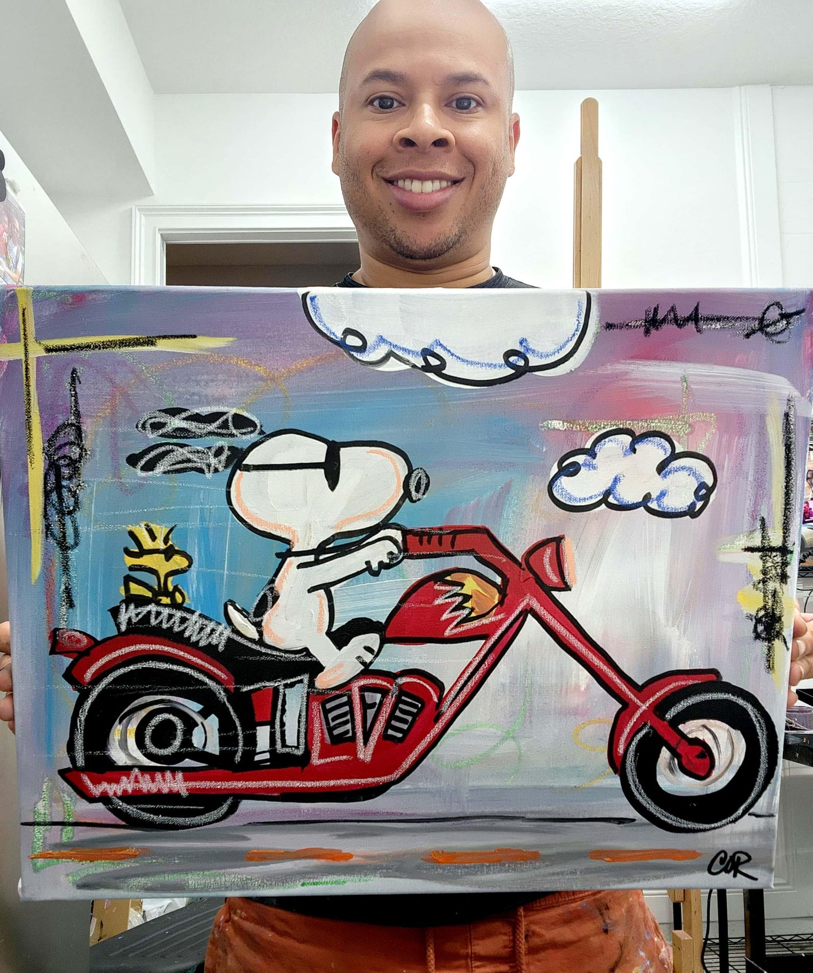 Harley Davidson Snoopy One of Kind Original Handmade Painting Chunky ...