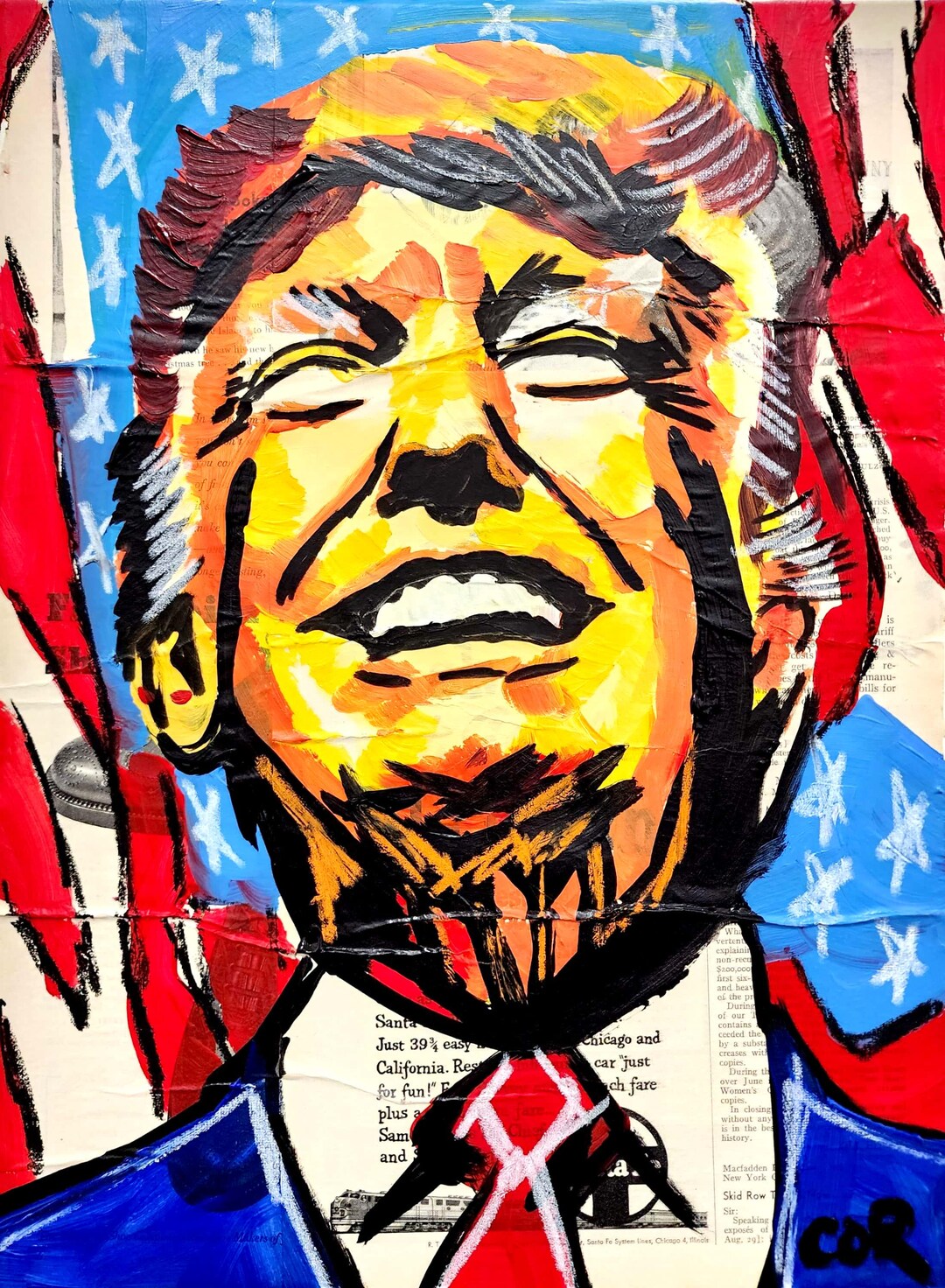 Sun Gaze Donald Trump One of Kind Original Handmade Painting Chunky ...