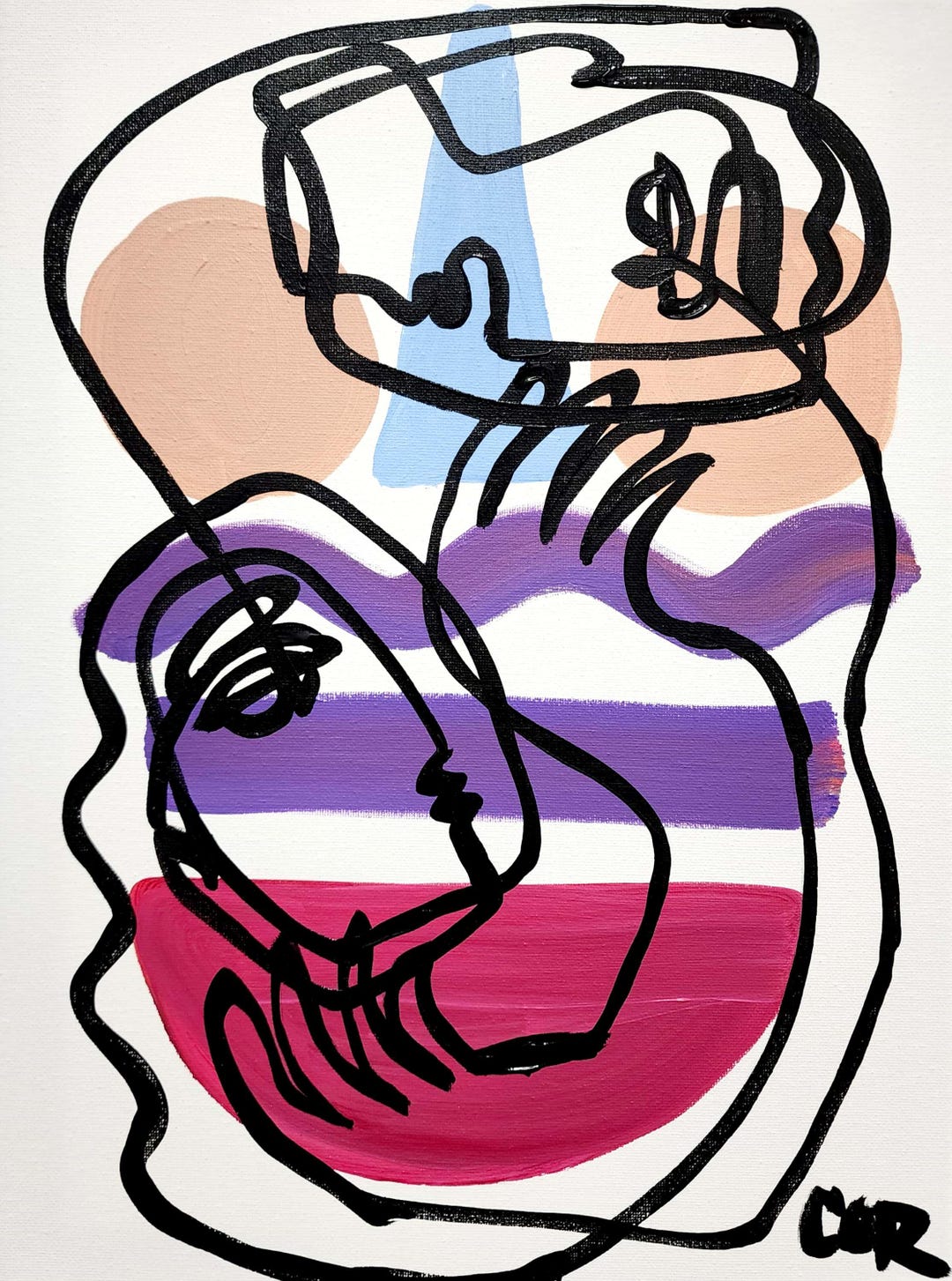 Cubism Vase Painting: Original Acrylic Expressionism Wall Art (16x20 ...