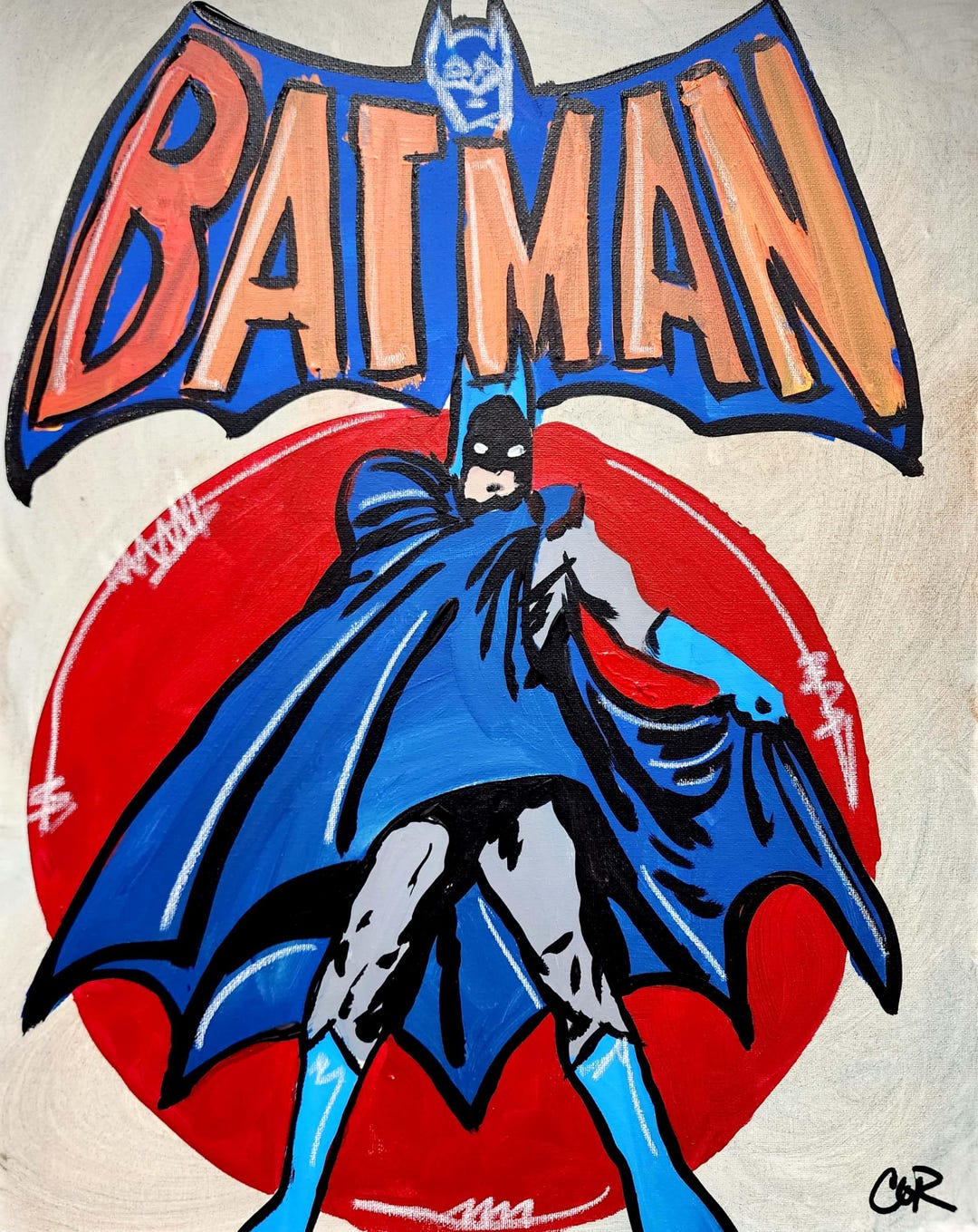 Batman Comic Book Red One of Kind Original Handmade Painting Chunky ...