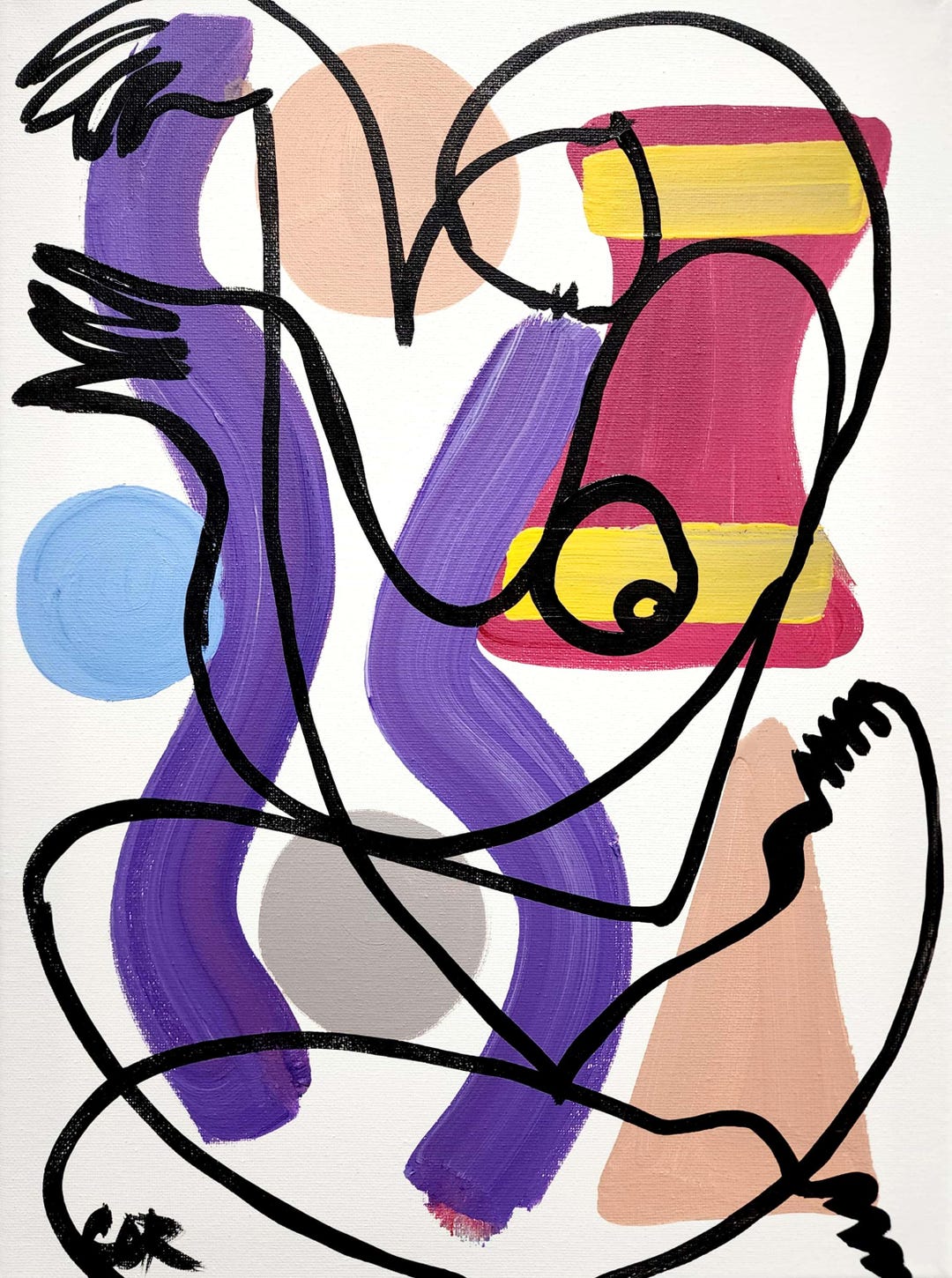 Cubism Acrylic Painting: Italian Hands Expressionism Art (16x20 Inch ...