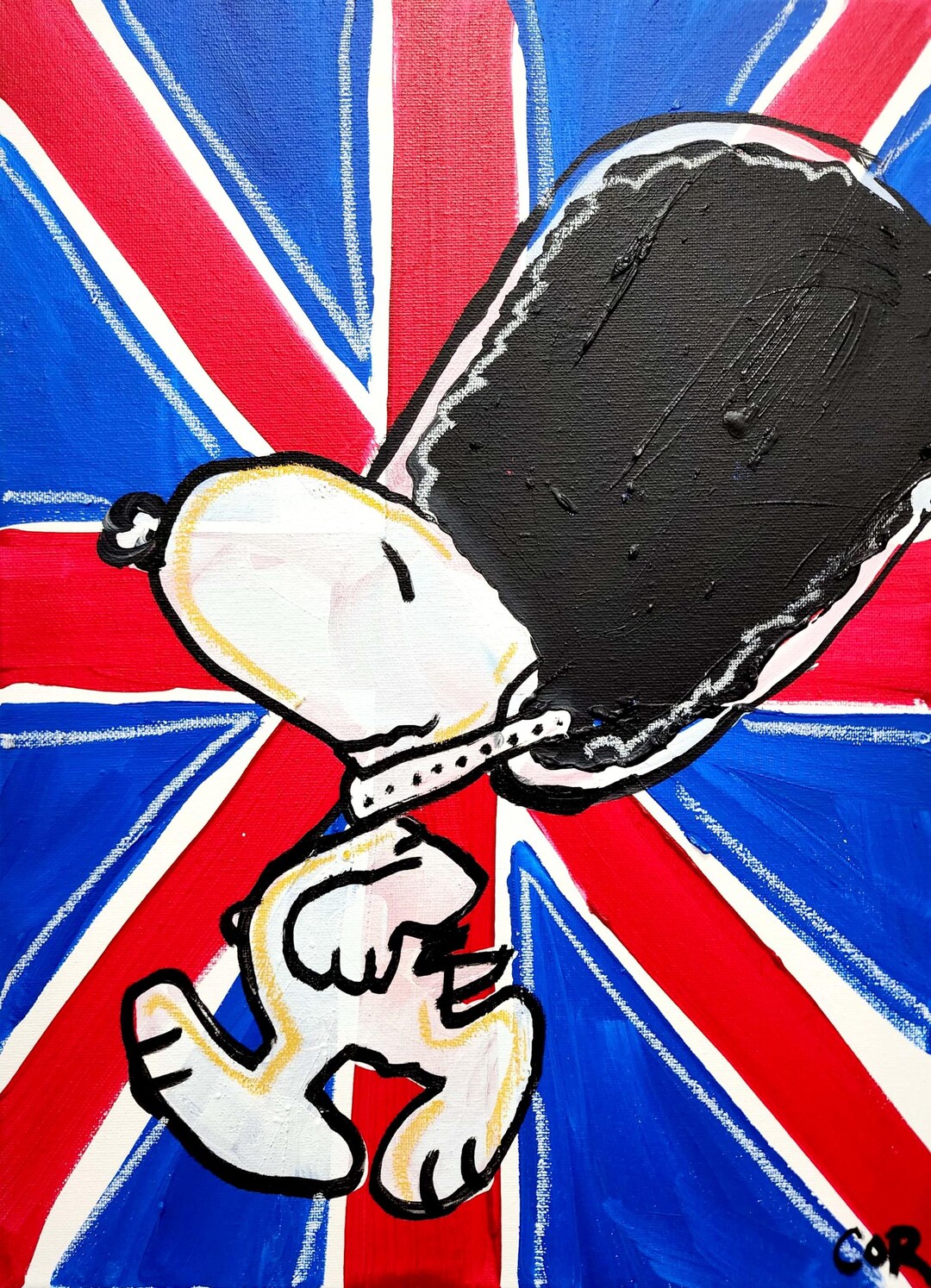 British London Snoopy One of Kind Original Handmade Painting Chunky ...