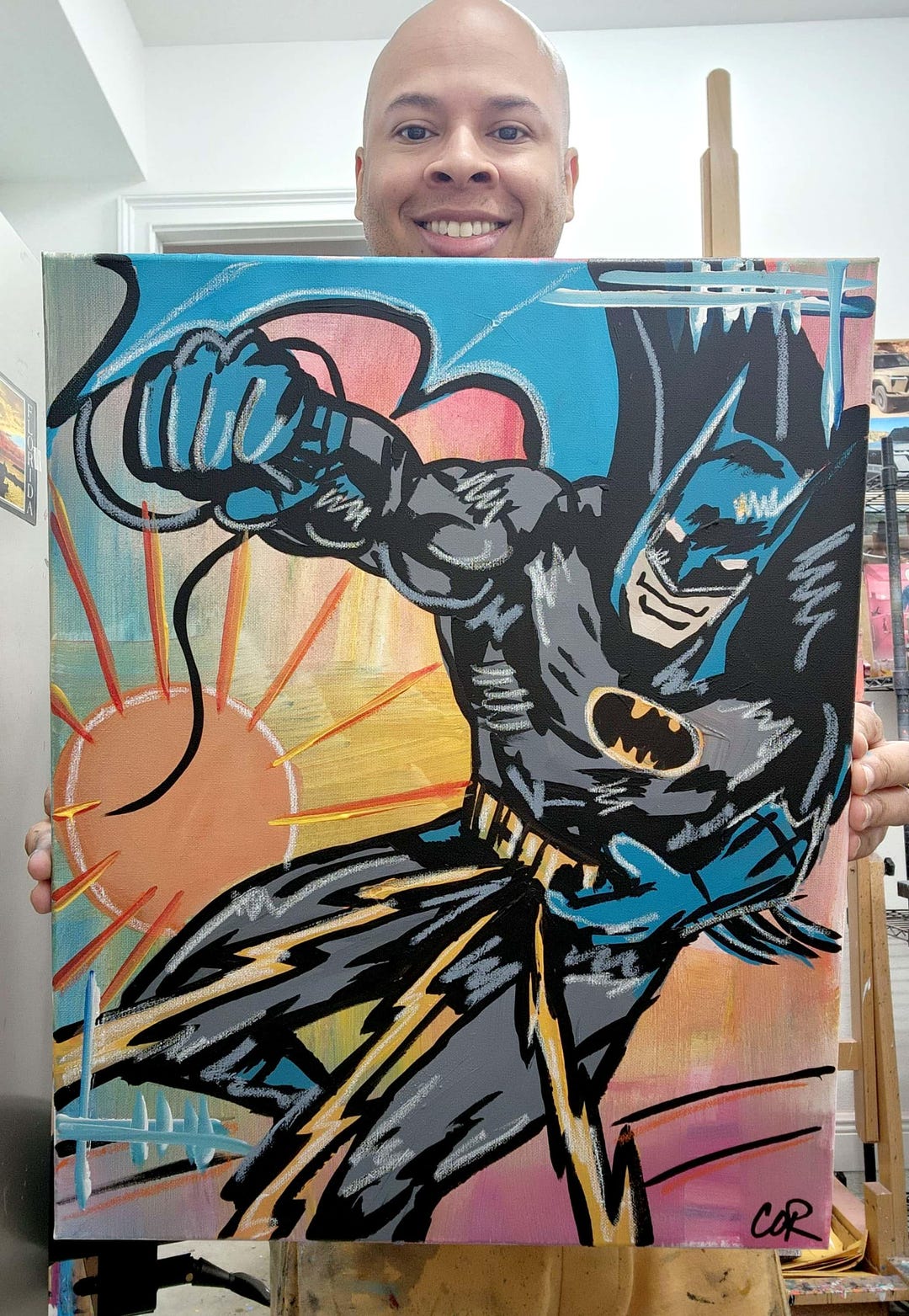 Batman Dark Knight One of Kind Original Handmade Painting Chunky Wall ...