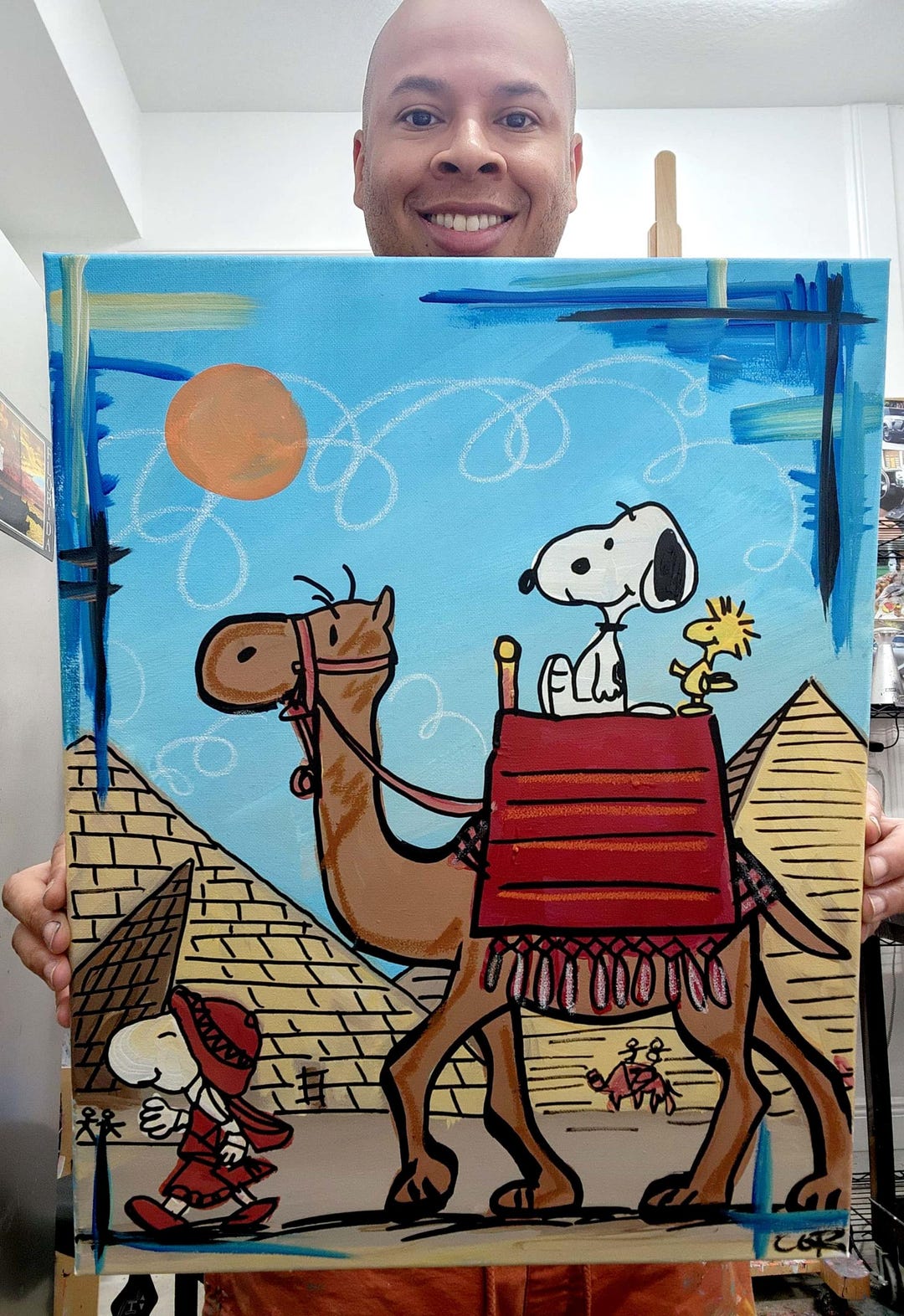 Pyramid Egypt Snoopy One of Kind Original Handmade Painting Chunky Wall ...