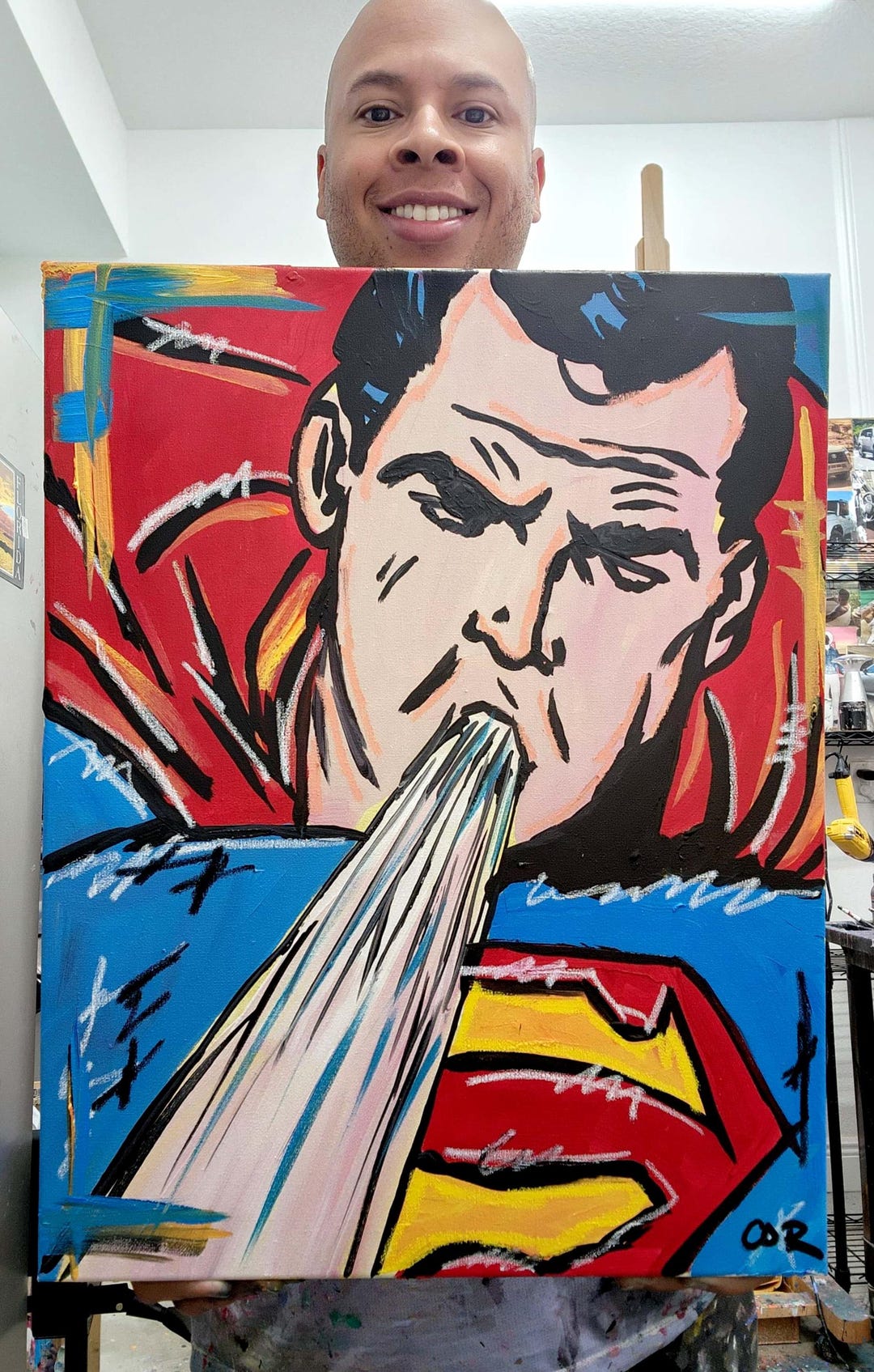 Superman Wind Power One of Kind Original Handmade Painting Chunky Wall ...