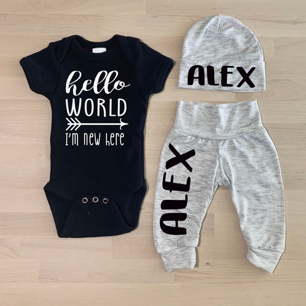 Hello World Newborn Outfit Girl - Etsy
