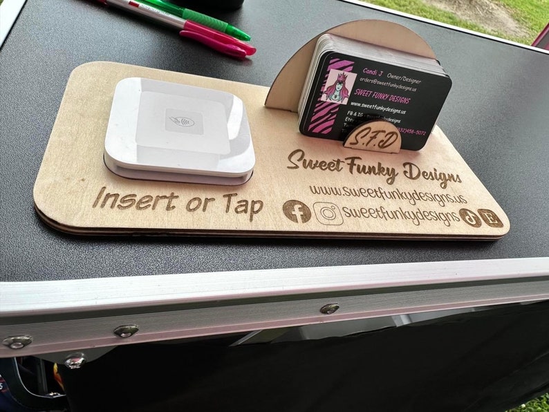 Wooden Payment Stand & Business Card Holder for Square Reader or Dock ...