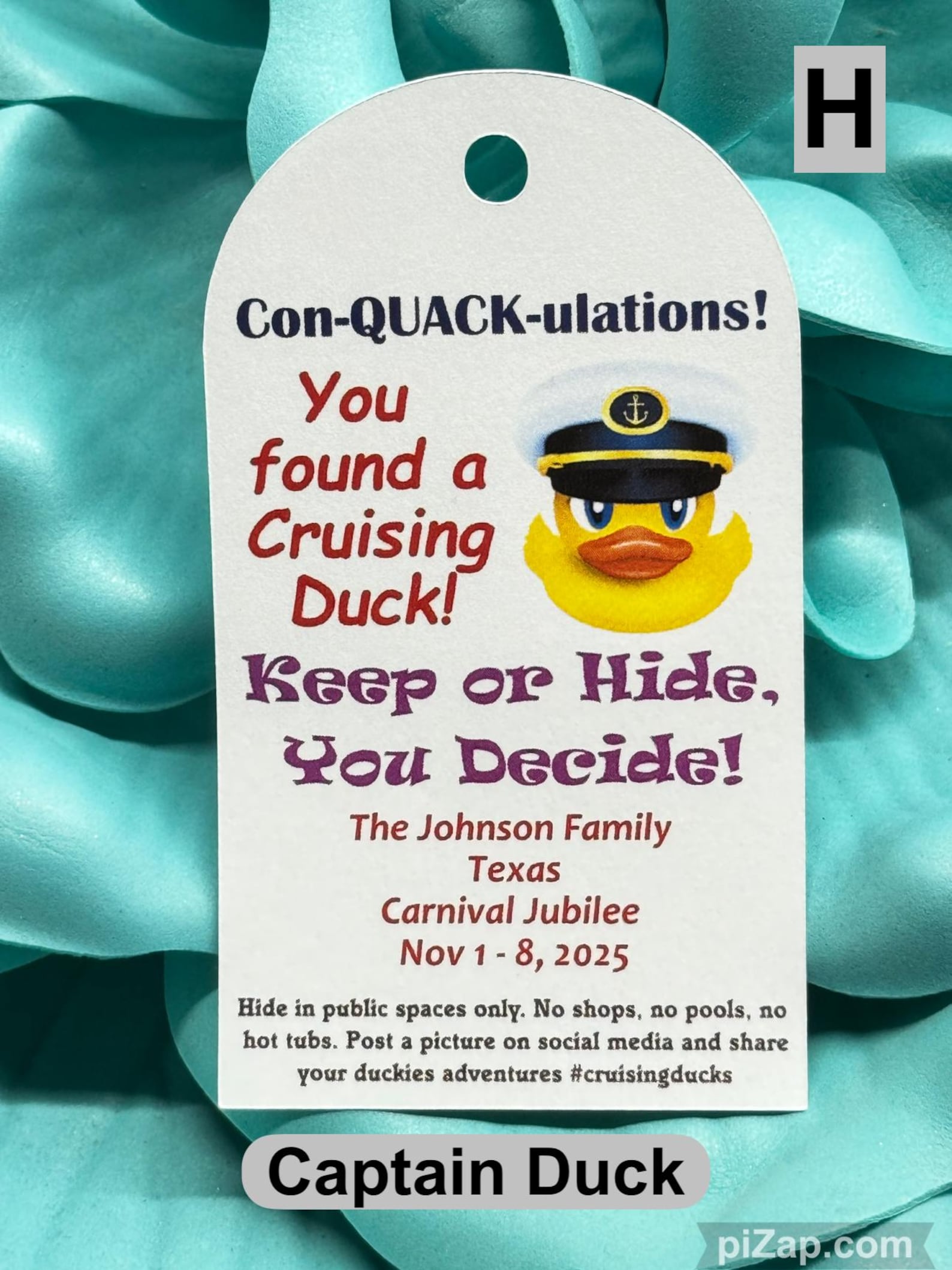 Cruise Duck Tags: Lucky Duckie Find, Personalized - Etsy