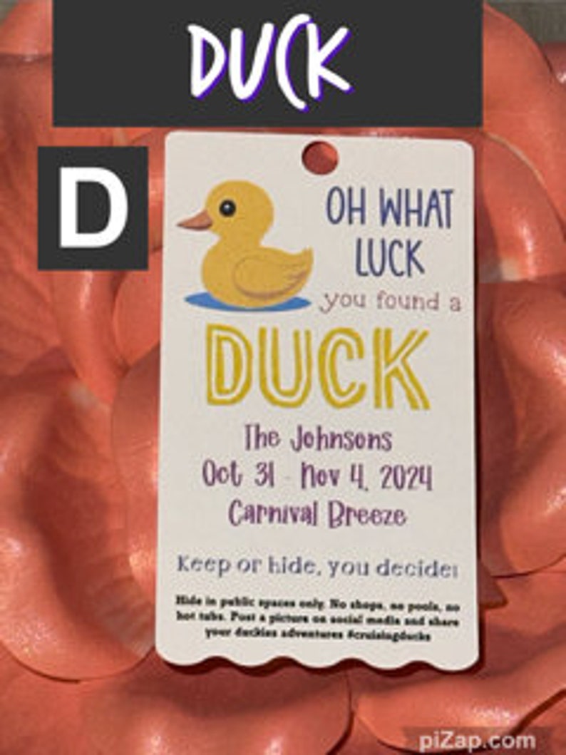 Cruise Duck Tags: Lucky Duckie Find, Personalized - Etsy