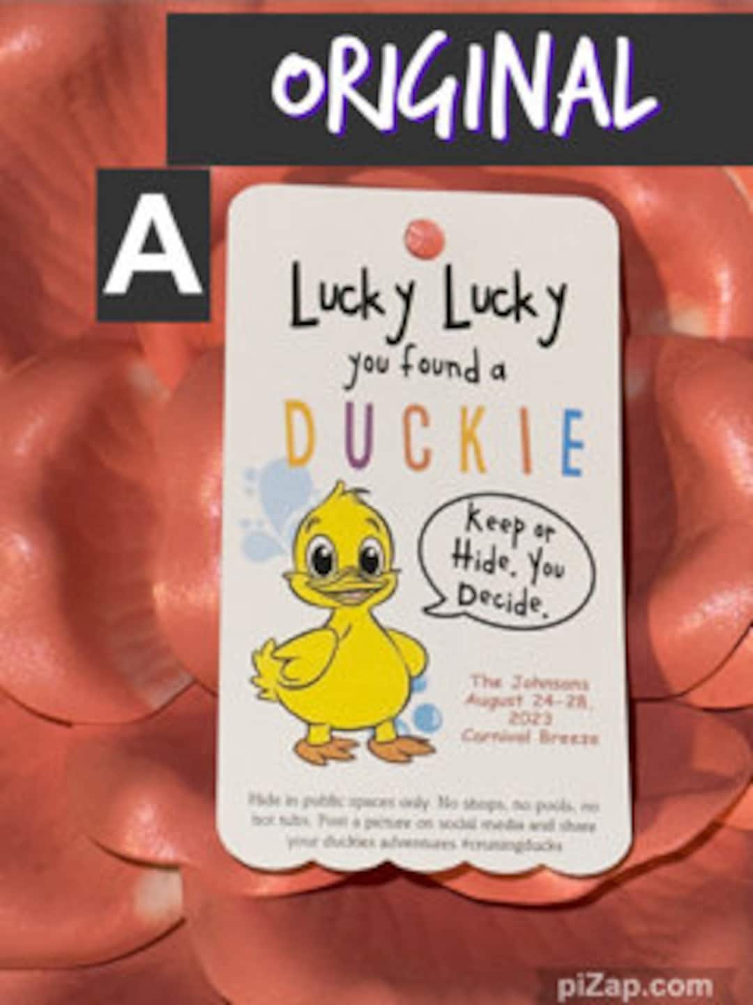 Cruise Duck Tags, Lucky Lucky You Found A Duckie, Oh What Luck You ...