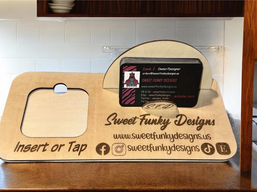 Wooden Payment Stand & Business Card Holder for Square Reader or Dock ...