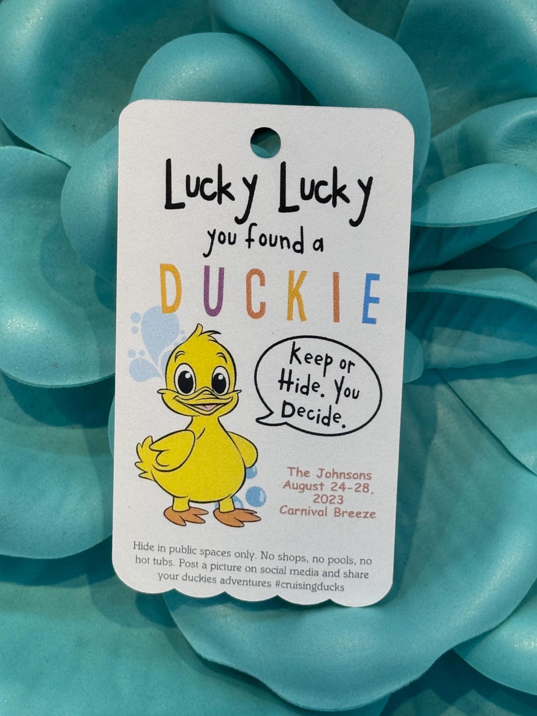 Cruise Duck Tags: Lucky Duckie Find, Personalized - Etsy