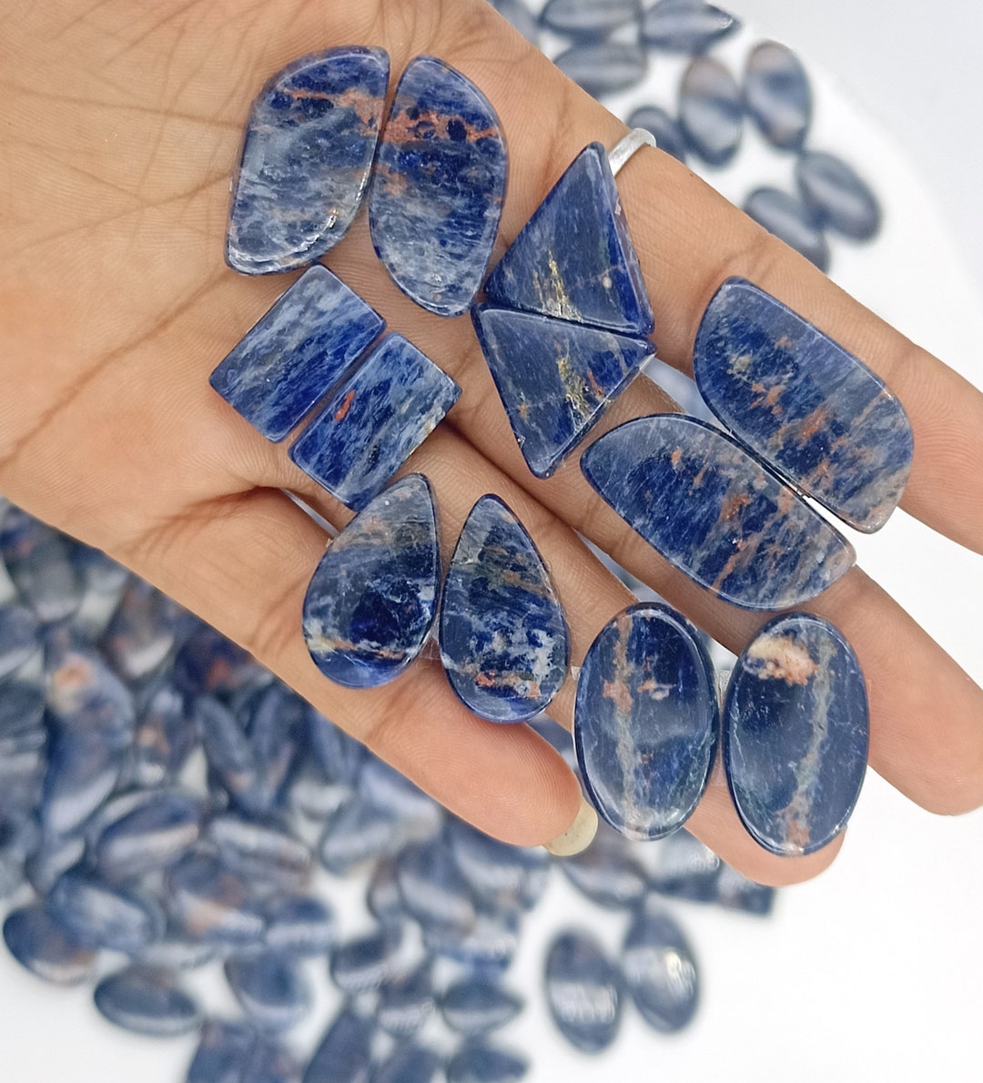Natural Sodalite Gemstone Cabochon Pair Handmade Loose Gemstone Lot - Etsy
