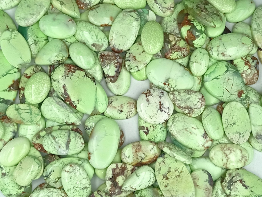 Natural Lemon Handmade Chrysoprase Cabochon Lot Loose Gemstones ...