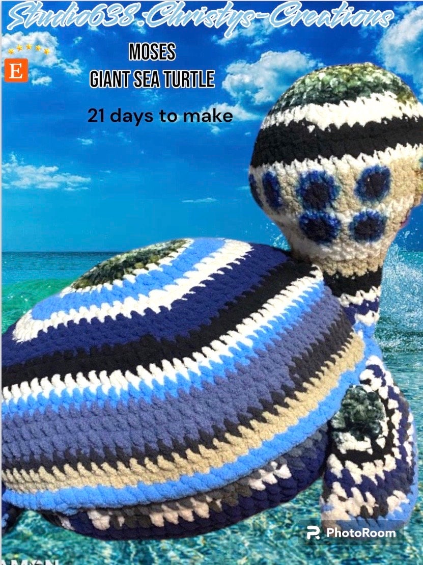 Amigurumi Giant Sea Turtle Cuddly Soft Crochet Emotional Support Toy ...