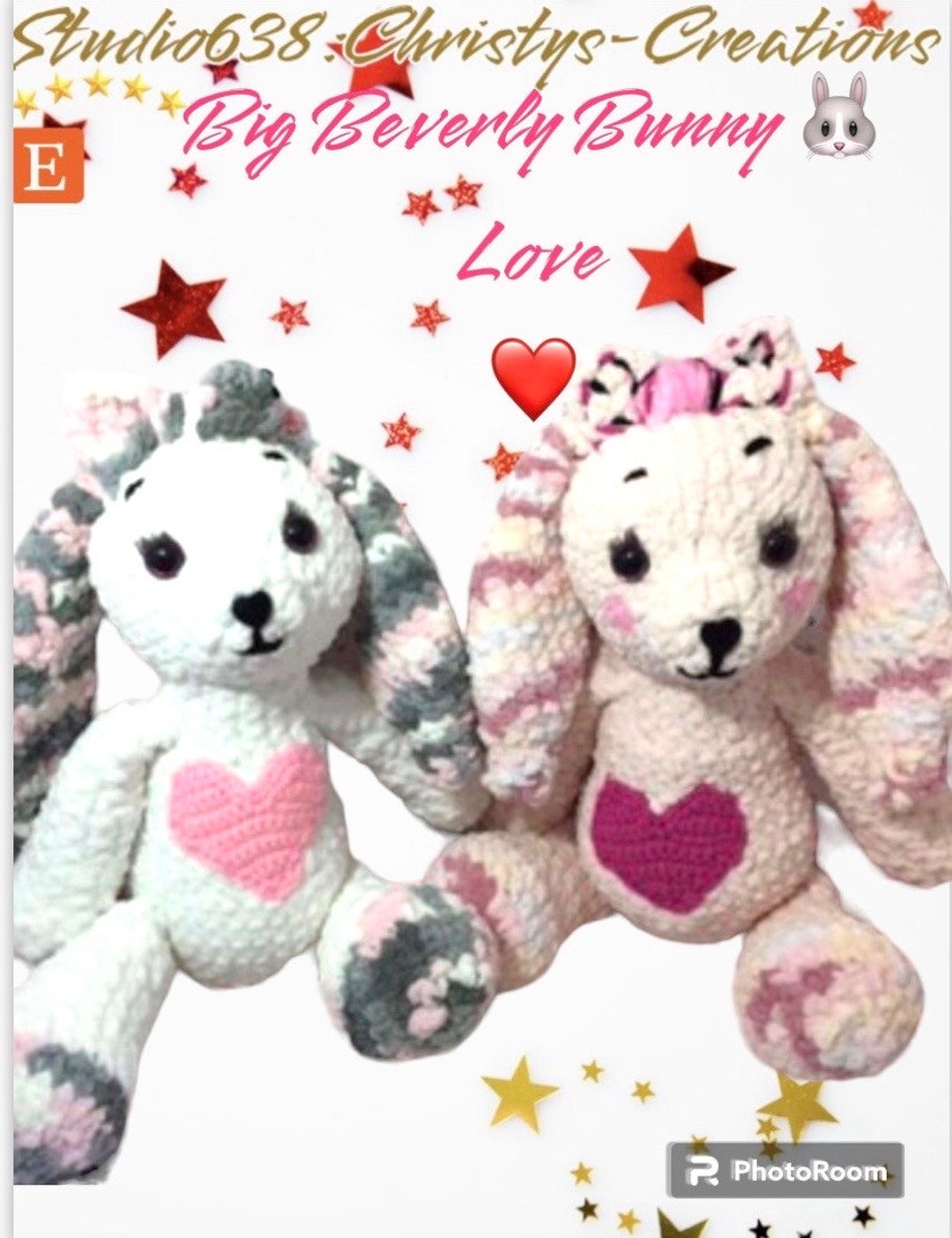 Crochet Big Bunny Toy Amigurumi Big Beverly Bunny Love Toy Crochet ...