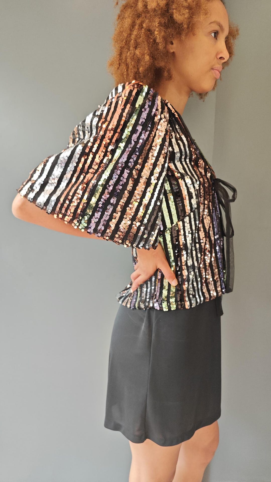Mellie Striped Sequin Top, Purple, Copper, Green, Gold - Etsy