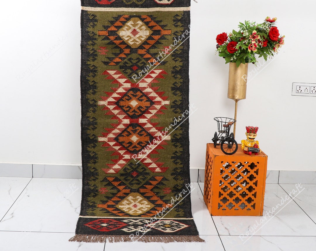 Wool Jute Kilim Multi Color Runner Rug,bedside Runner,custom Stair ...
