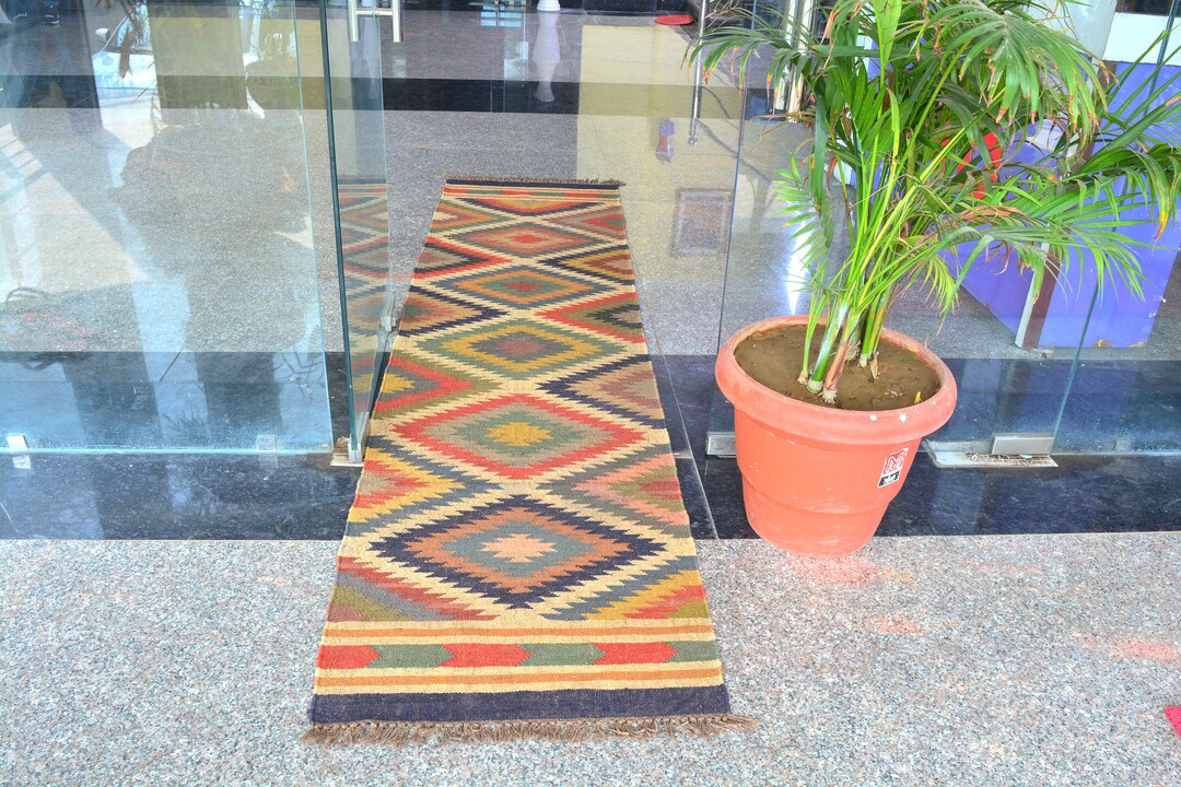 Wool Jute Kilim Exclusive Runner Rug,modern Interior,home Decor,bedside ...