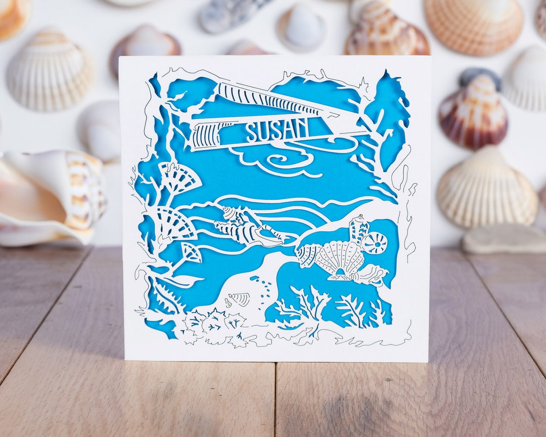 Seashells - Beach Personalised Name Birthday Card, Laser Cut Card - Etsy
