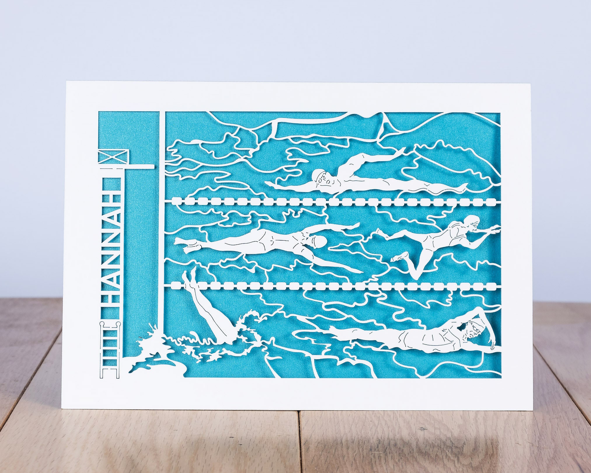The Swimmers, Personalised Birthday Card, Swimming Card - Etsy UK