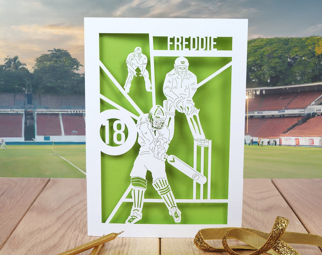 Cricket Birthday Card, Personalised Birthday Card, Personalised Age ...