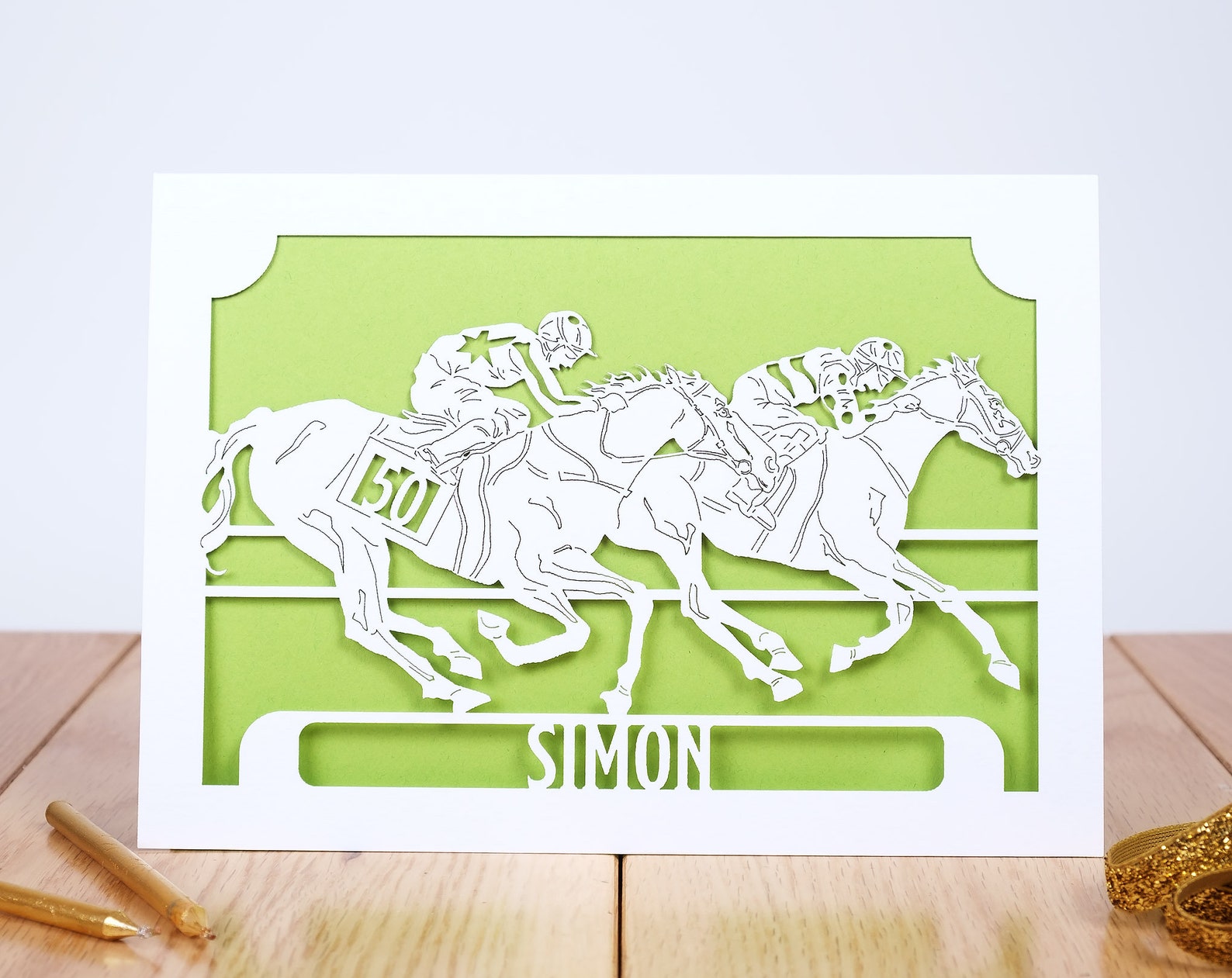 Horse Racing Personalised Birthday Card, Laser Cut Card - Etsy