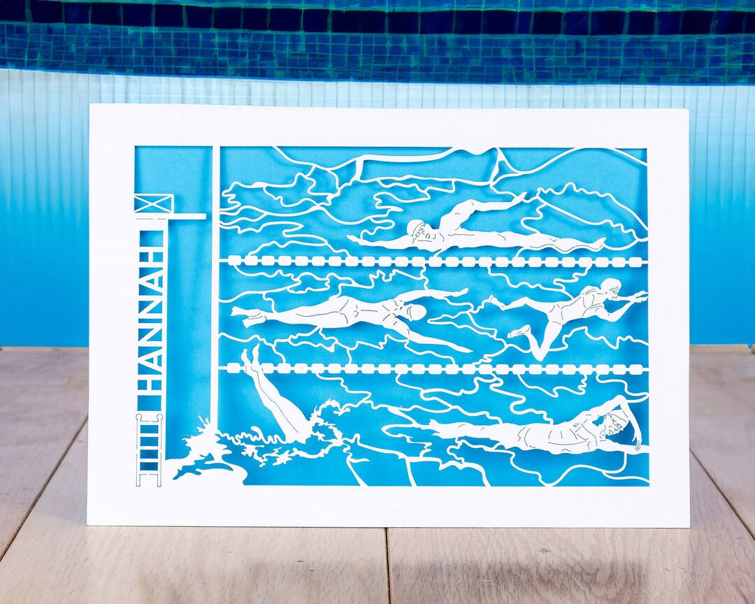 The Swimmers, Personalised Birthday Card, Swimming Card - Etsy