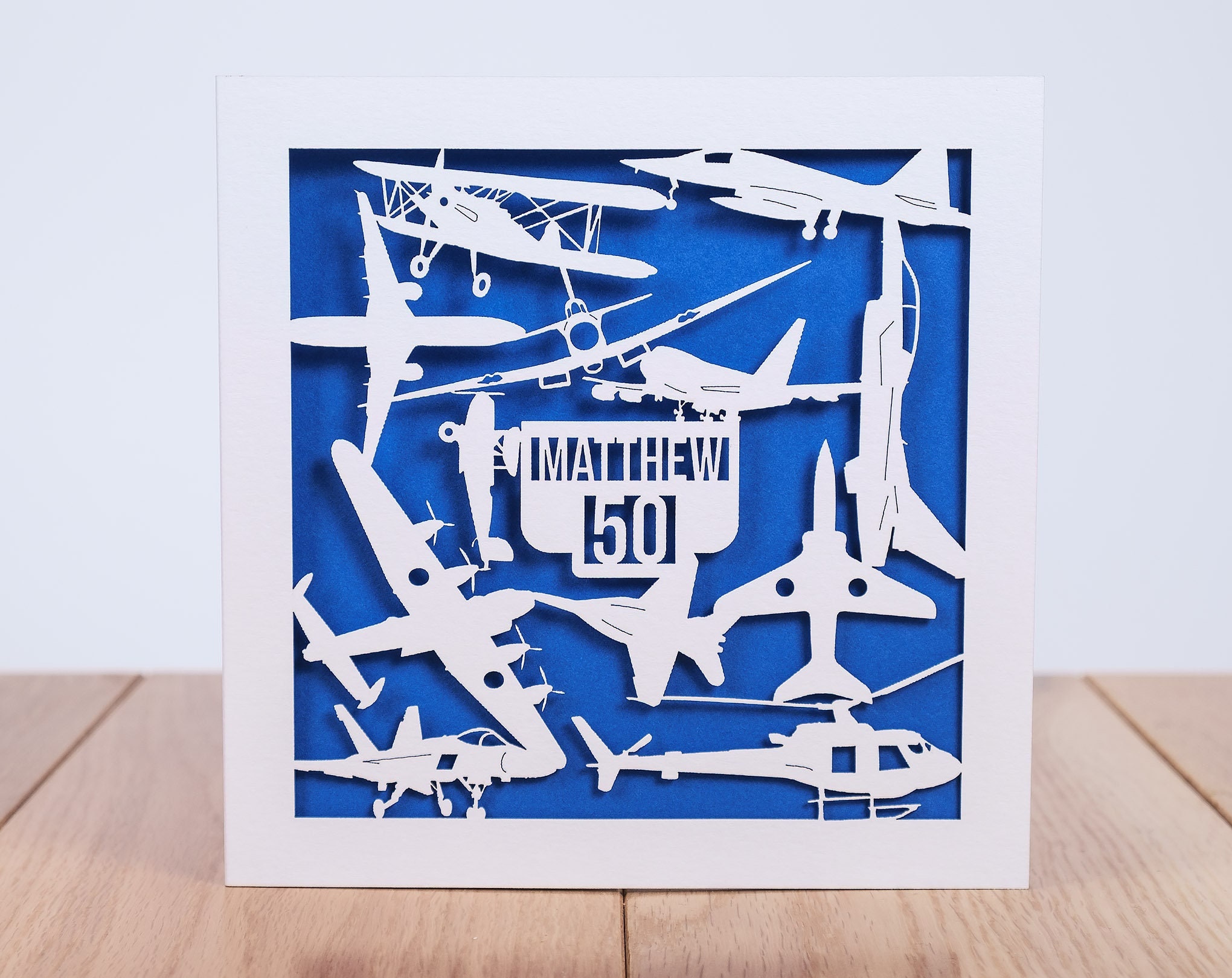Aeroplane Personalised Birthday Card Flying Card Laser Cut - Etsy UK